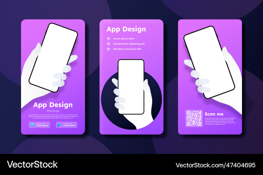 App Promotion Poster Set Royalty Free Vector Image