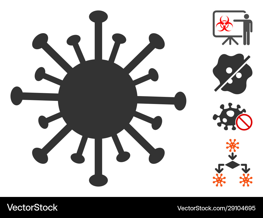 Coronavirus Icon with Bonus Icons – Royalty-Free Vector | VectorStock