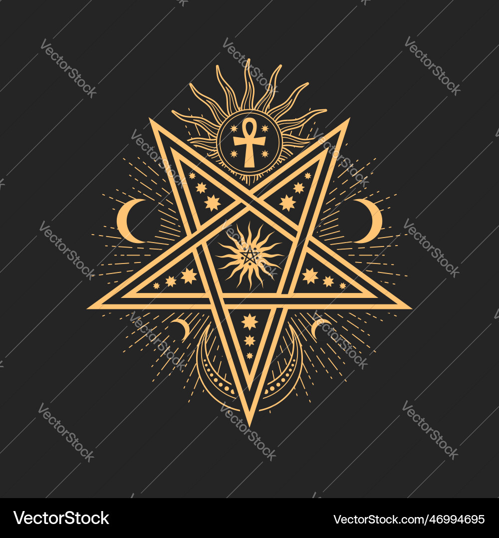 Esoteric occult sign with pentagram star Vector Image