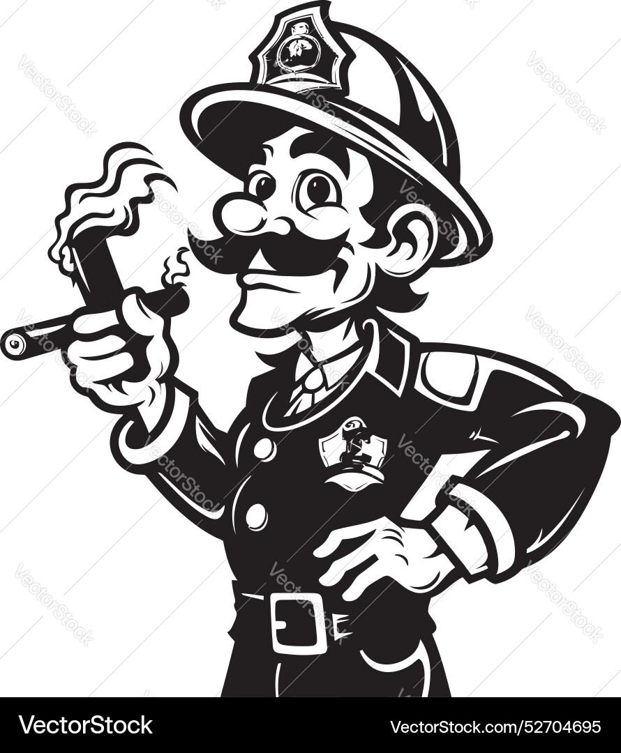 Firefighter frontiersman cartoon hero exploring Vector Image