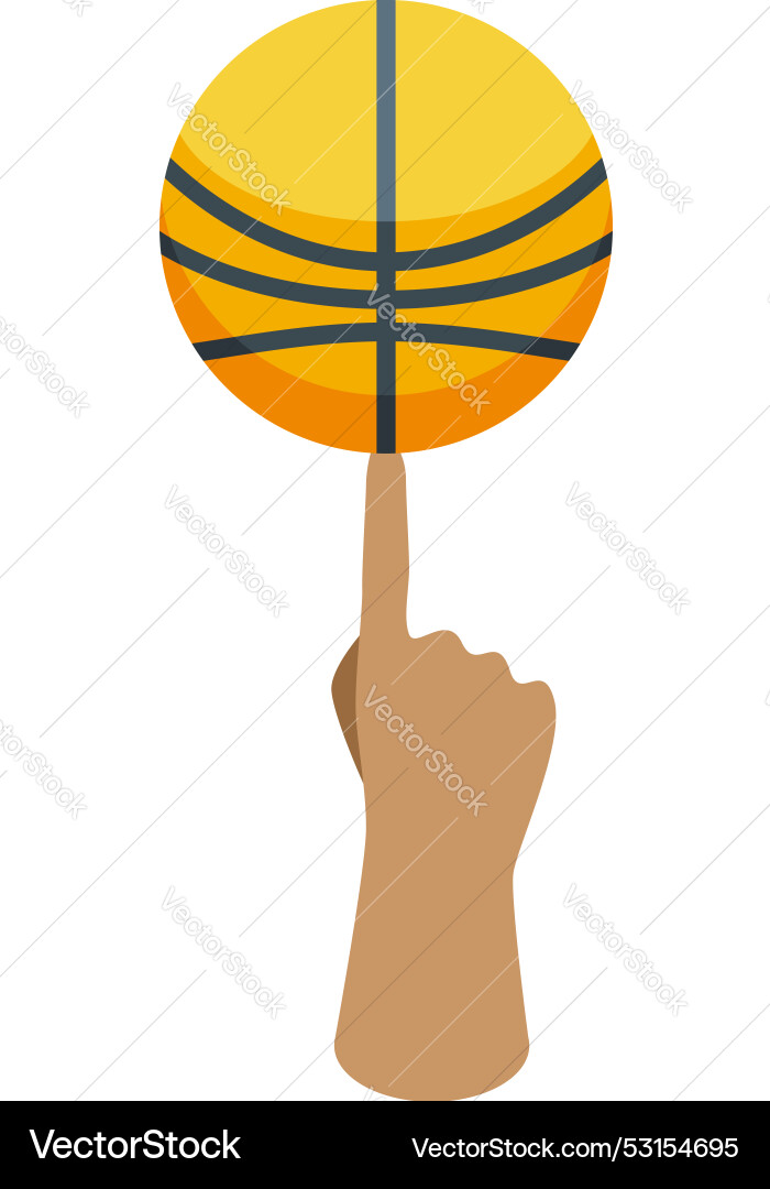 Hand spinning basketball on fingertip skill Vector Image