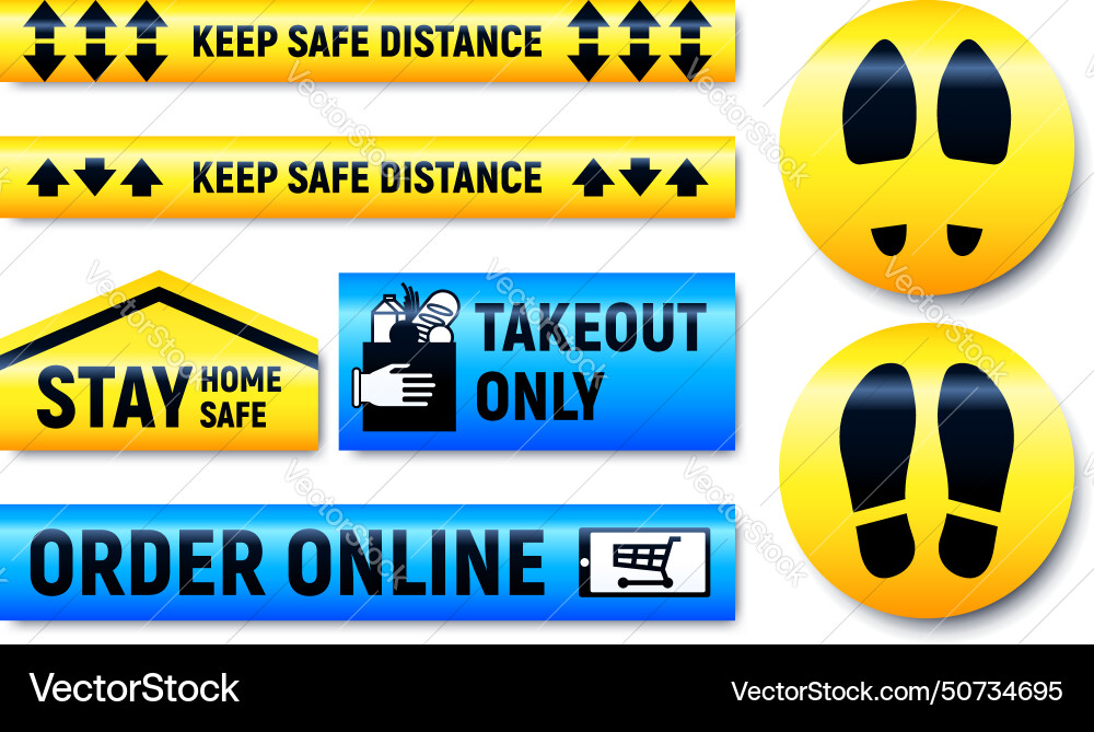 Keep distance and stay home stickers markers Vector Image