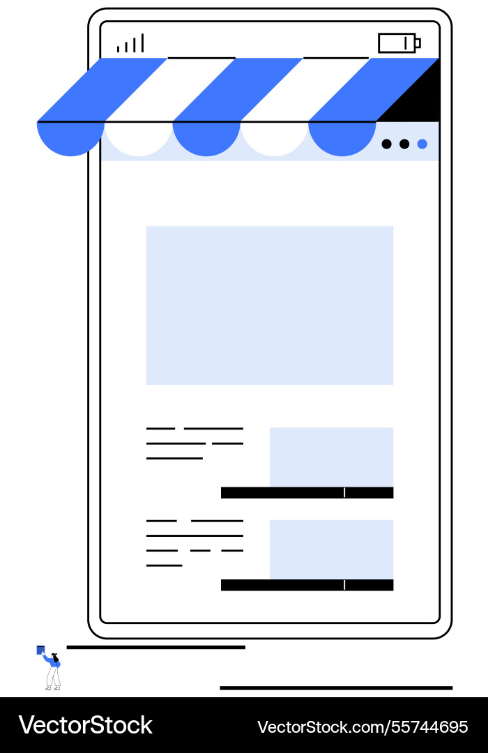 Online storefront displayed on mobile device Vector Image