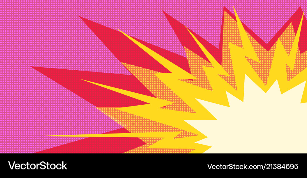 Pop art explosion red yellow on the right Vector Image