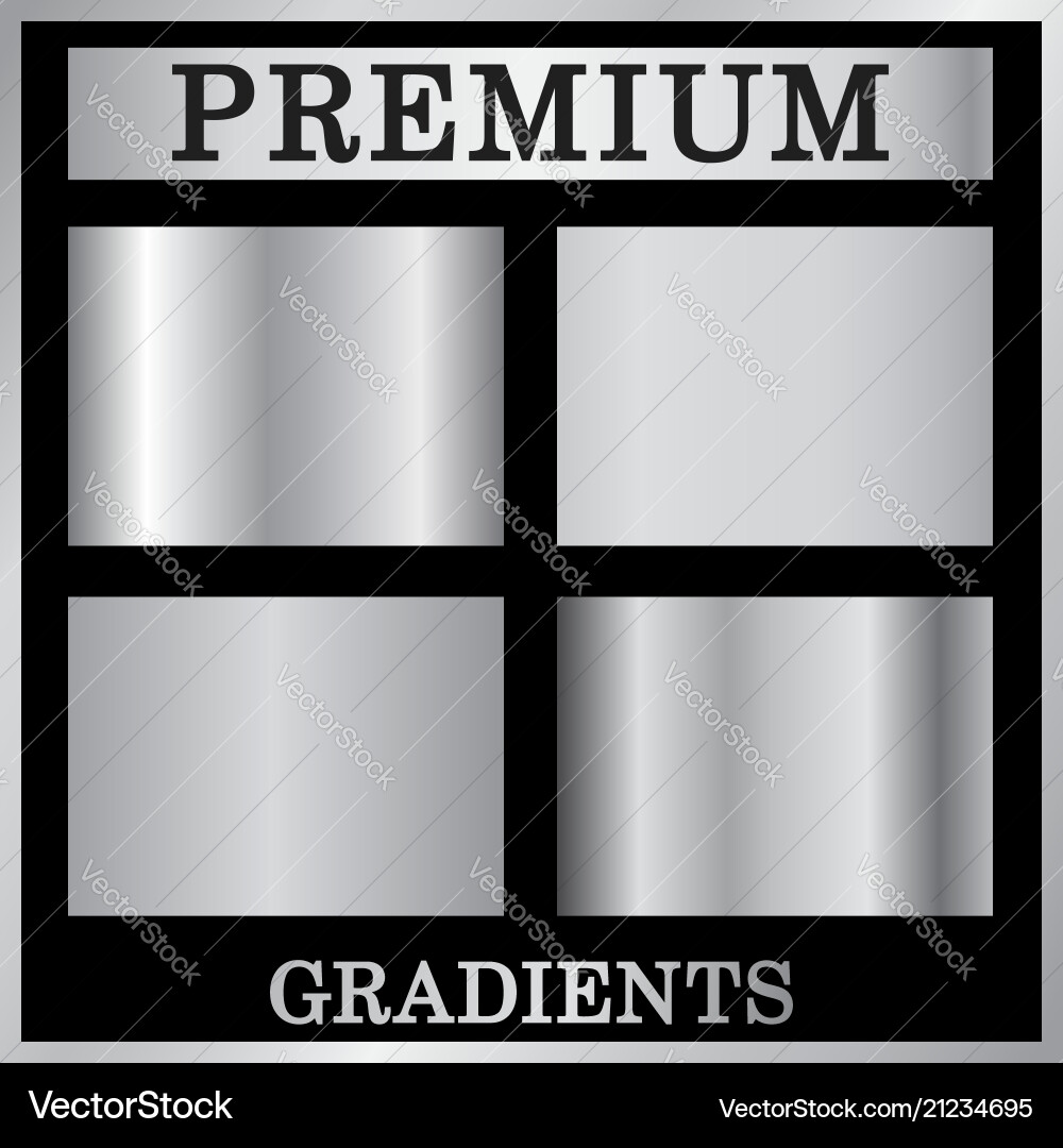 Silver gradient backgrounds set design Royalty Free Vector