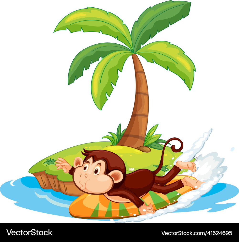 Surfing monkey cartoon character on isolated Vector Image