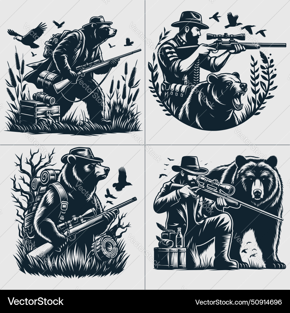 Bear hunting wild bear hunting hunting v Vector Image