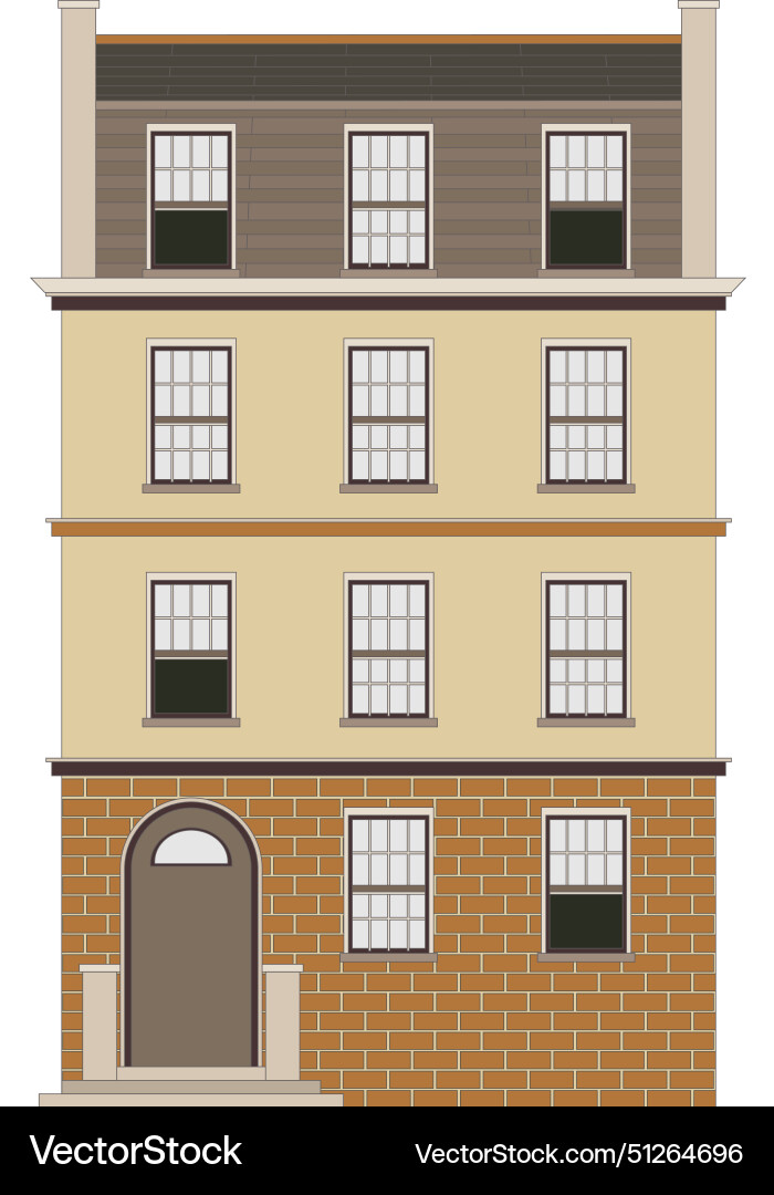 Cartoon classic flat colorful building facade Vector Image