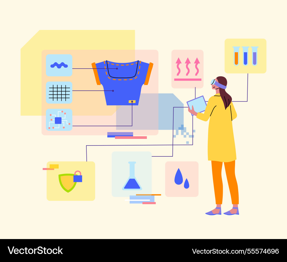 Cartoon color character and e-textile research – Royalty-Free Vector ...