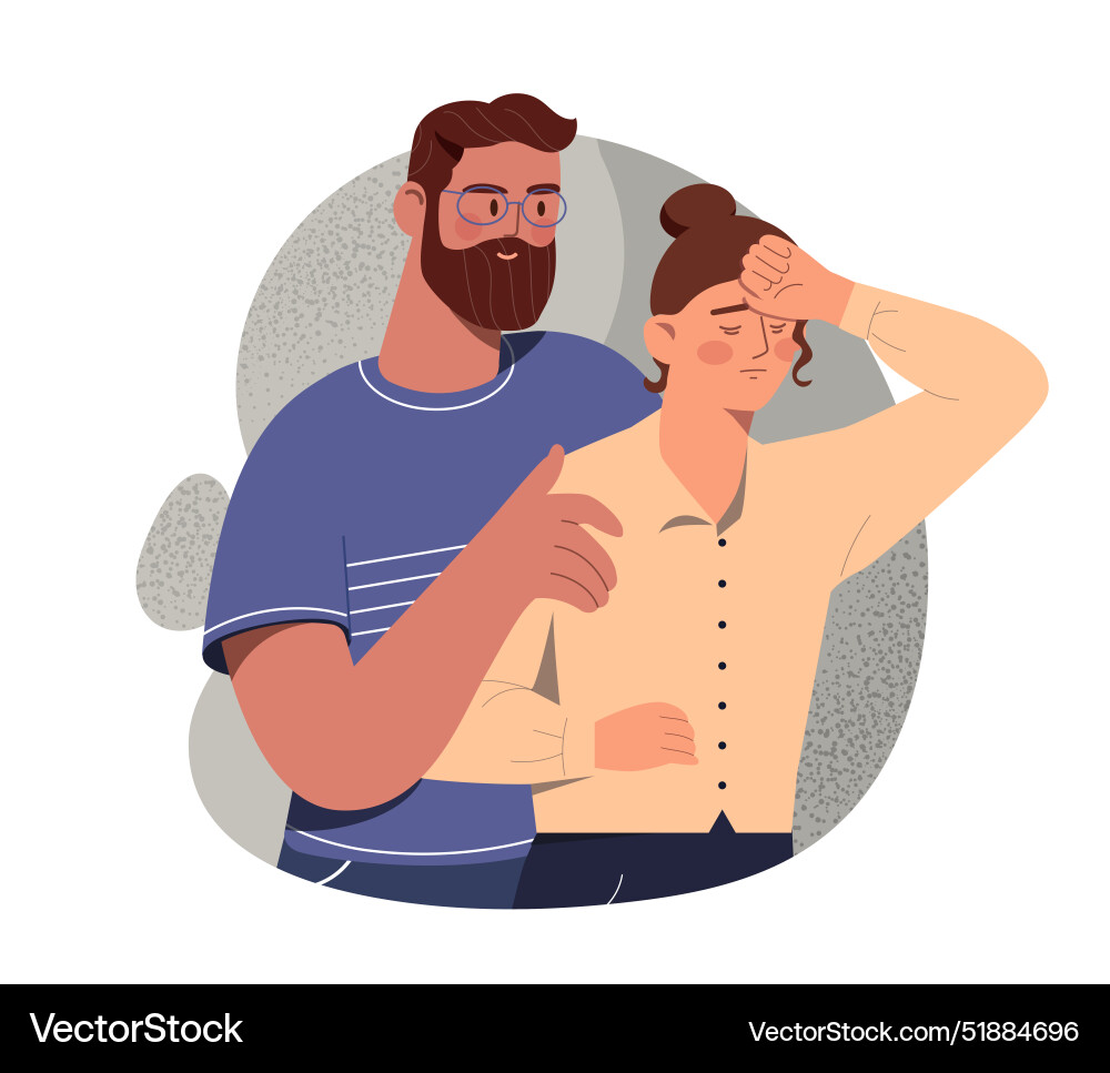 Codependent relationships concept man hugs sad Vector Image