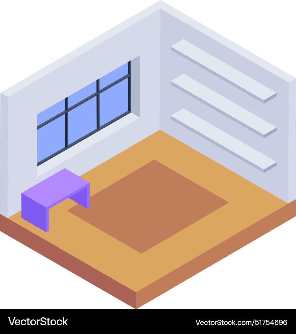 Customizable isometric icon of an empty room Vector Image