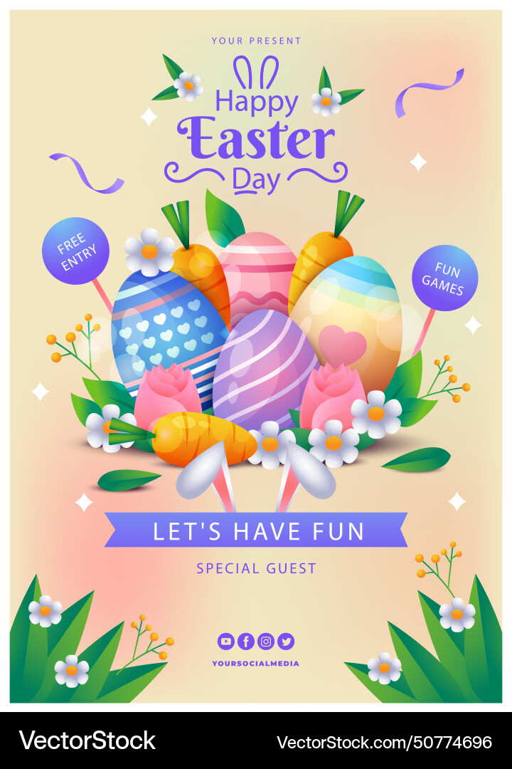 Gradient easter poster Royalty Free Vector Image