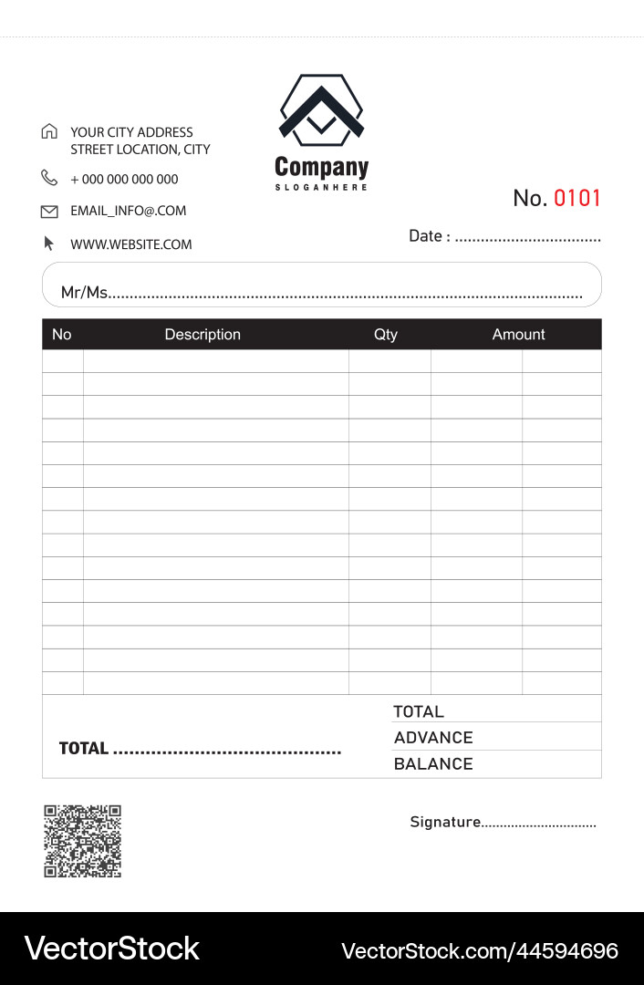 Hand bill book page template ncr Royalty Free Vector Image