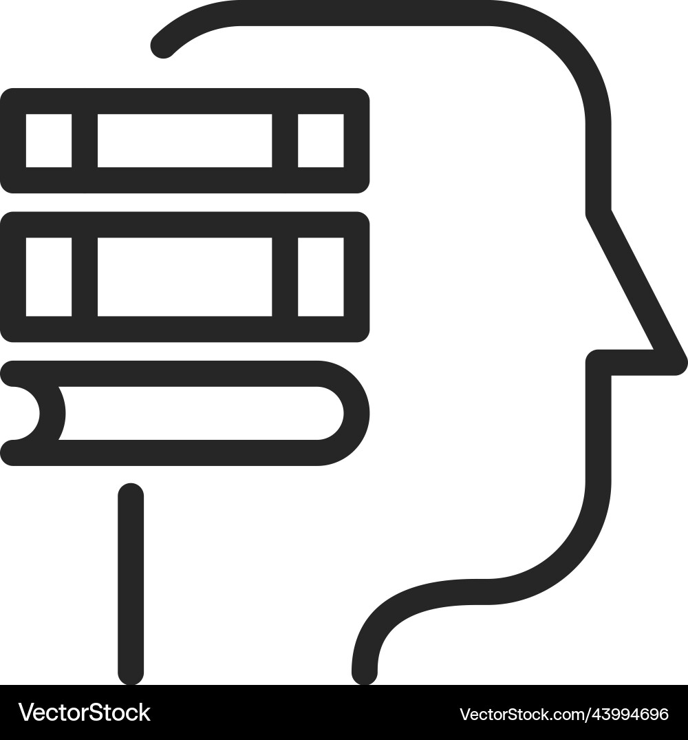 Knowledge icon human head with book stack inside Vector Image