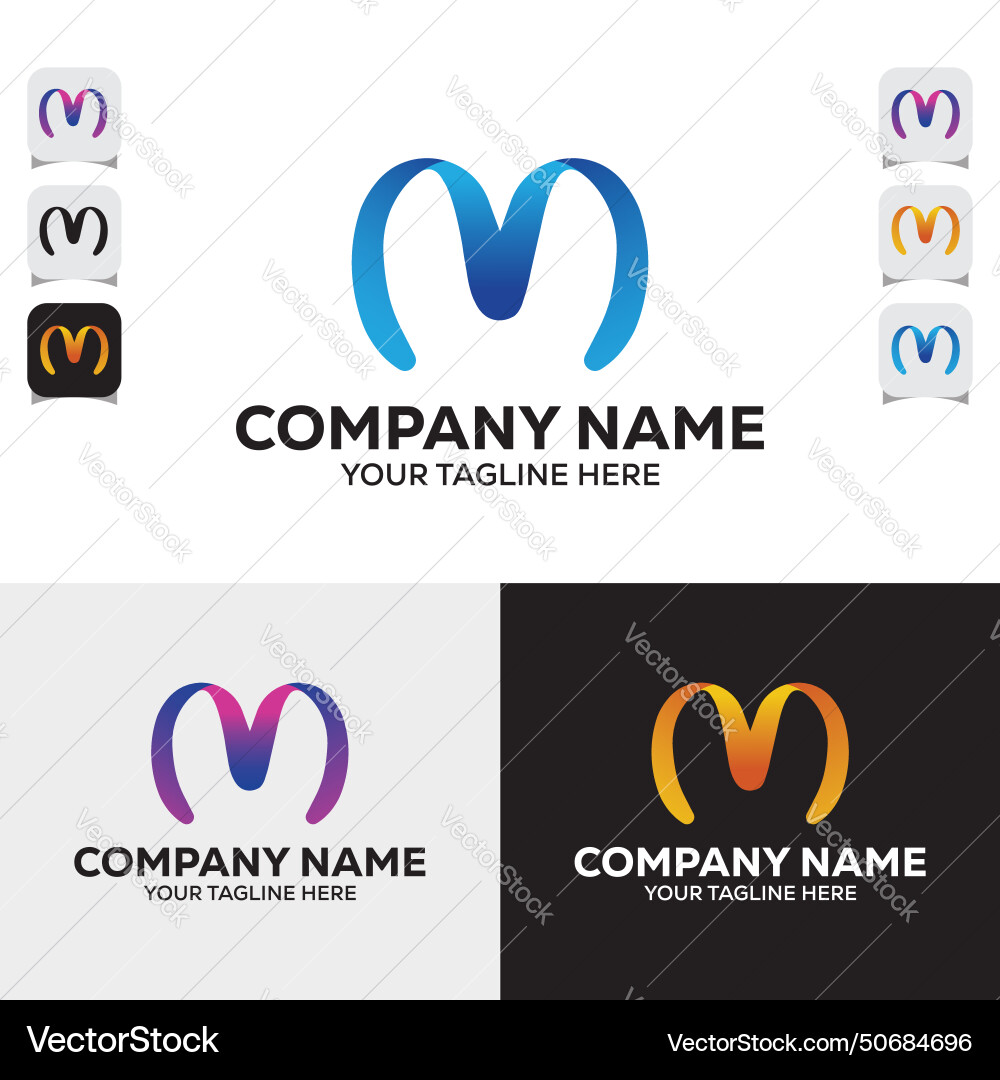 M letter creative hand drown logo Royalty Free Vector Image