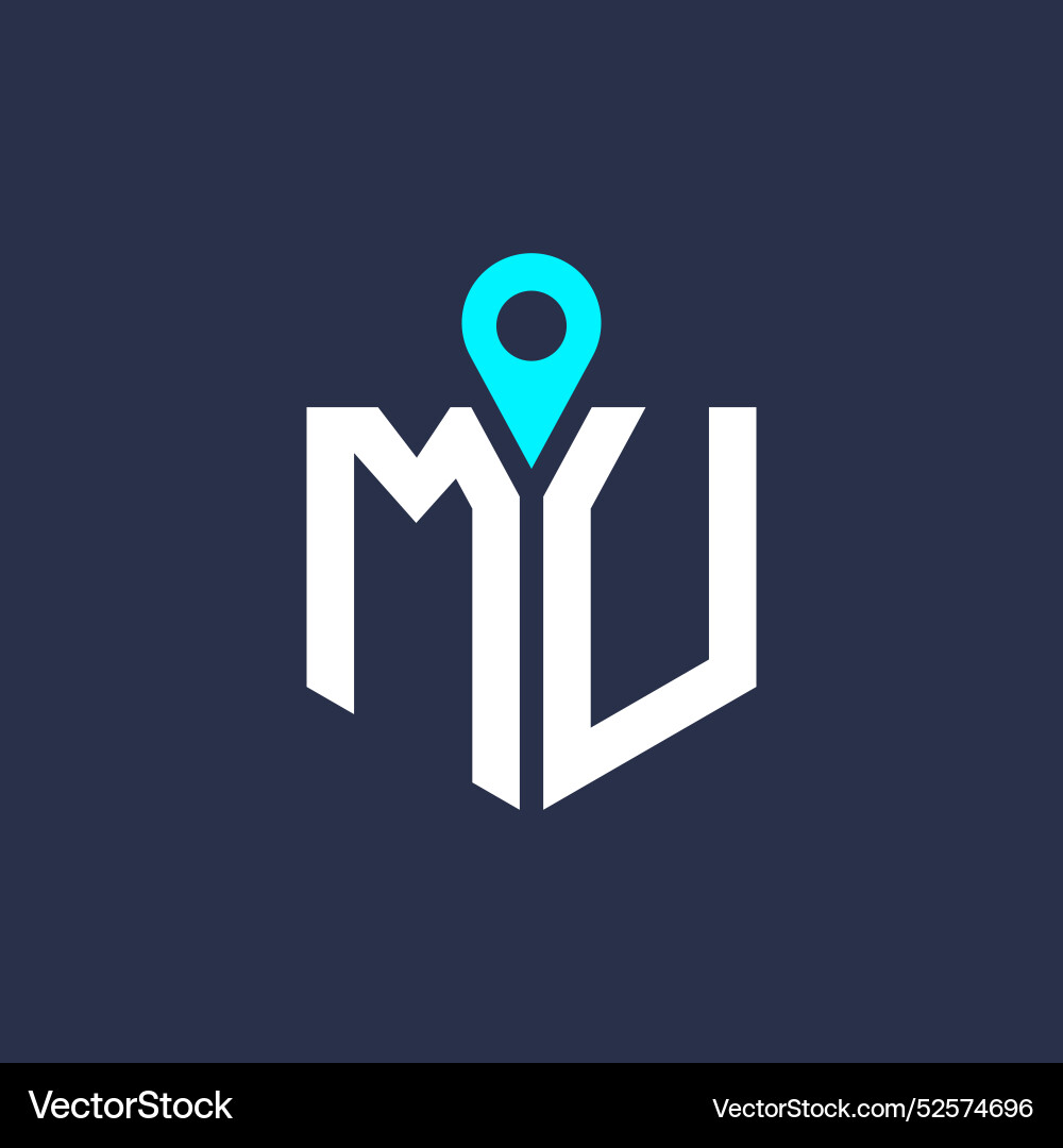 Mu location logo design for recruitment Royalty Free Vector