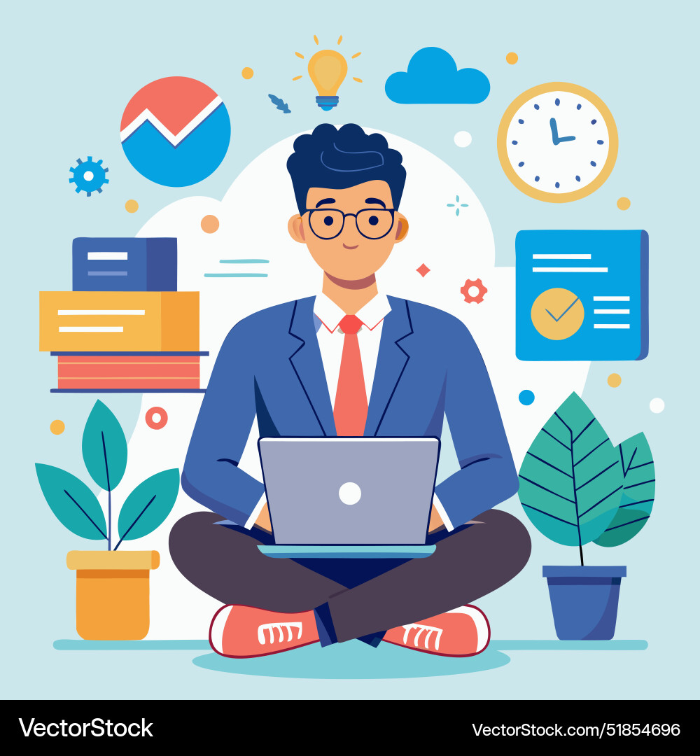 Productive businessman multitasking made easy Vector Image