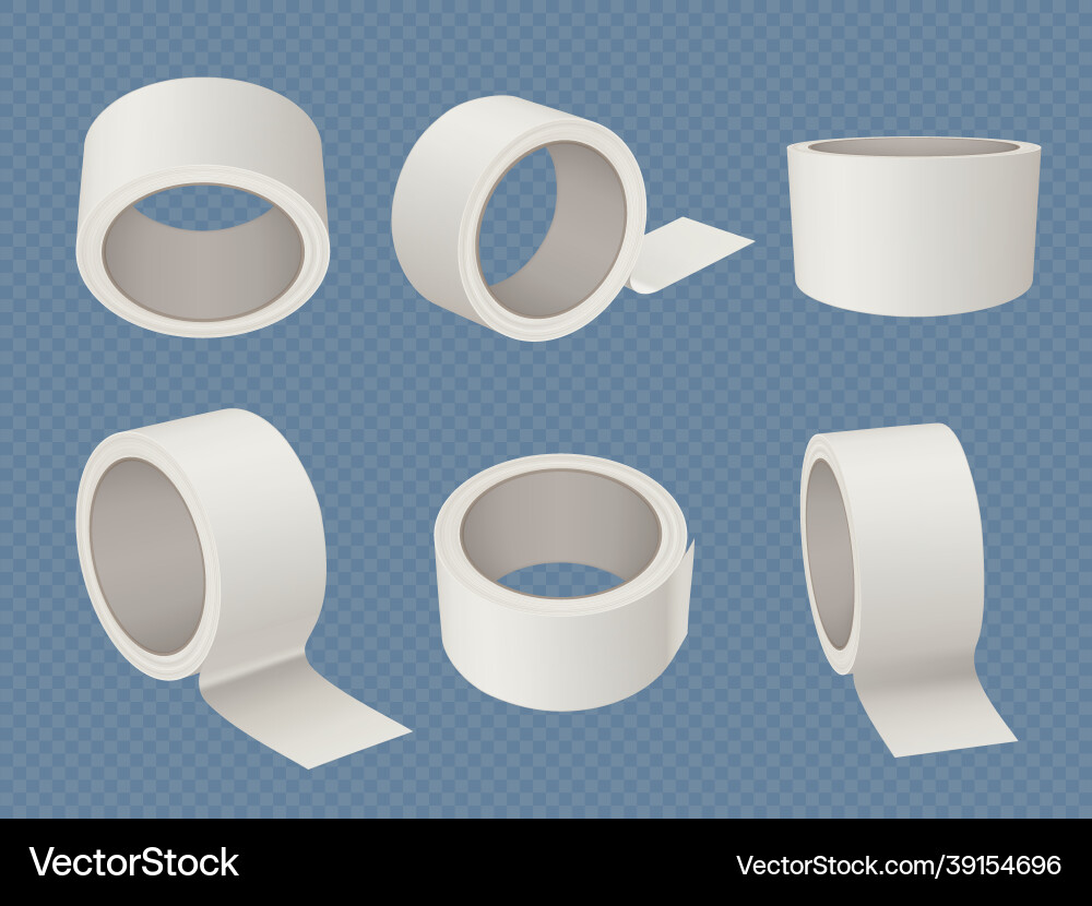 Tape roll 3d mockup of white realistic office Vector Image