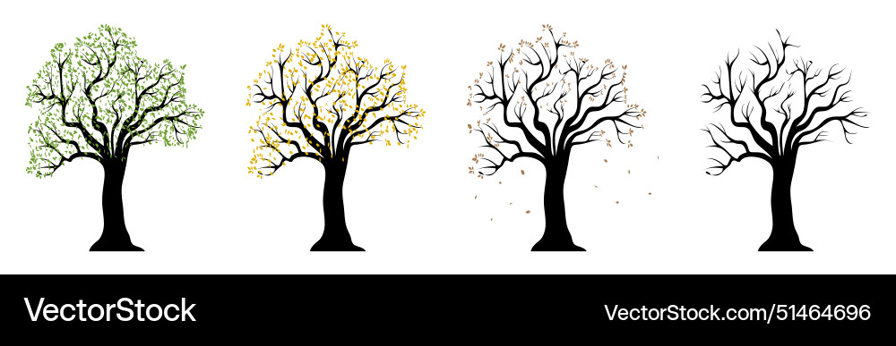Trees tree of 4 seasons logos Royalty Free Vector Image