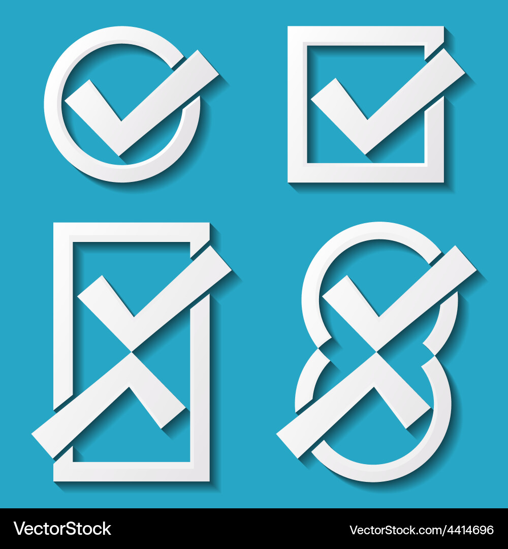 White tick icons Royalty Free Vector Image - VectorStock