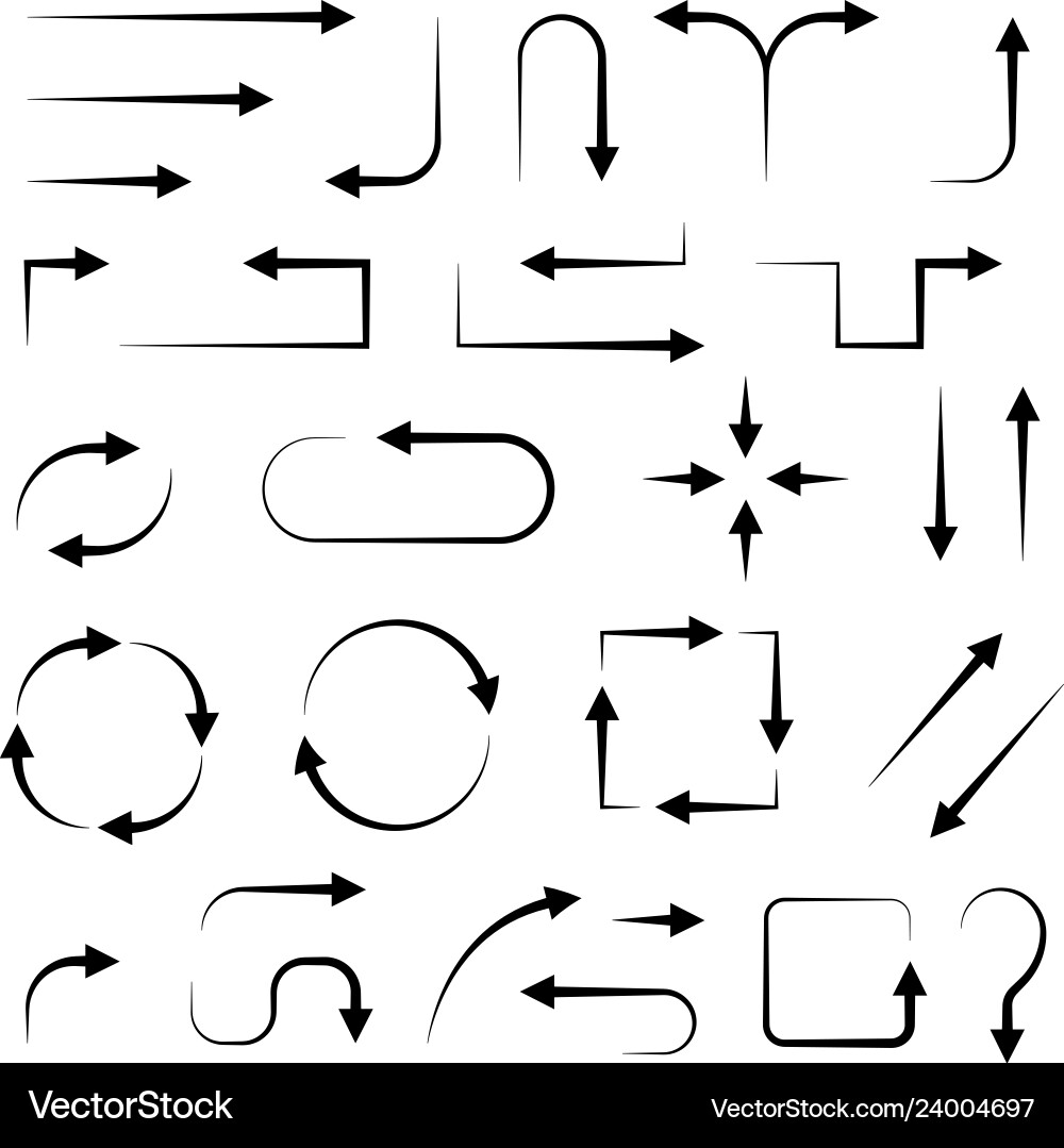 Arrows hand drawn black signs Royalty Free Vector Image