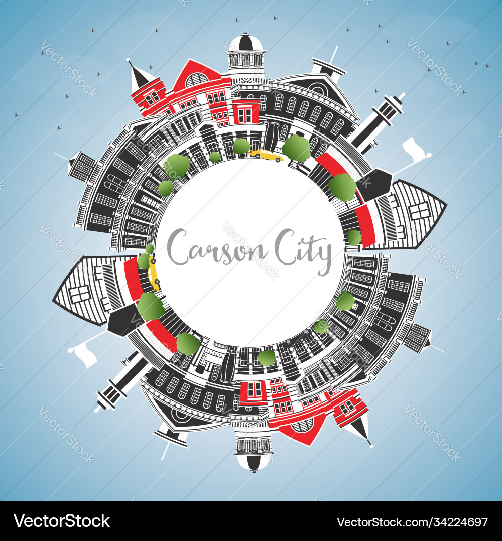 Carson city nevada skyline with color Royalty Free Vector