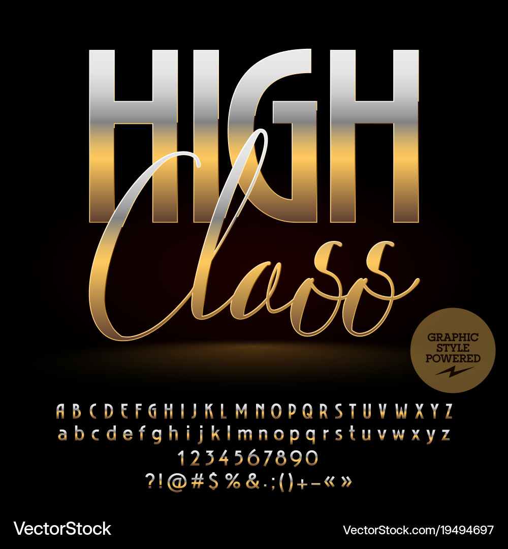 High class golden alphabet letters set Royalty Free Vector