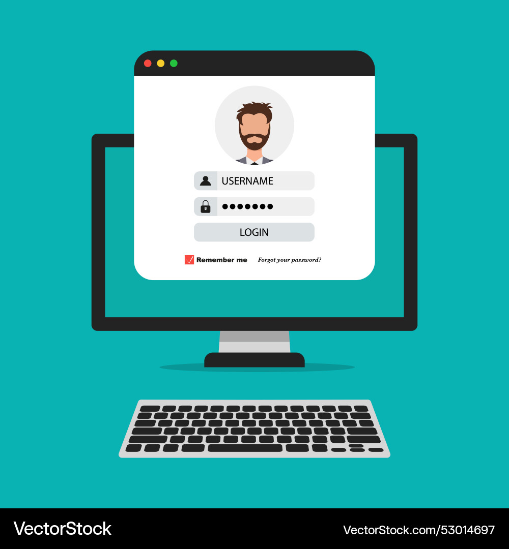 Login frame on device screen in a flat design Vector Image