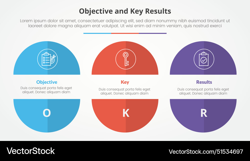 Okr objectives and key results framework Vector Image