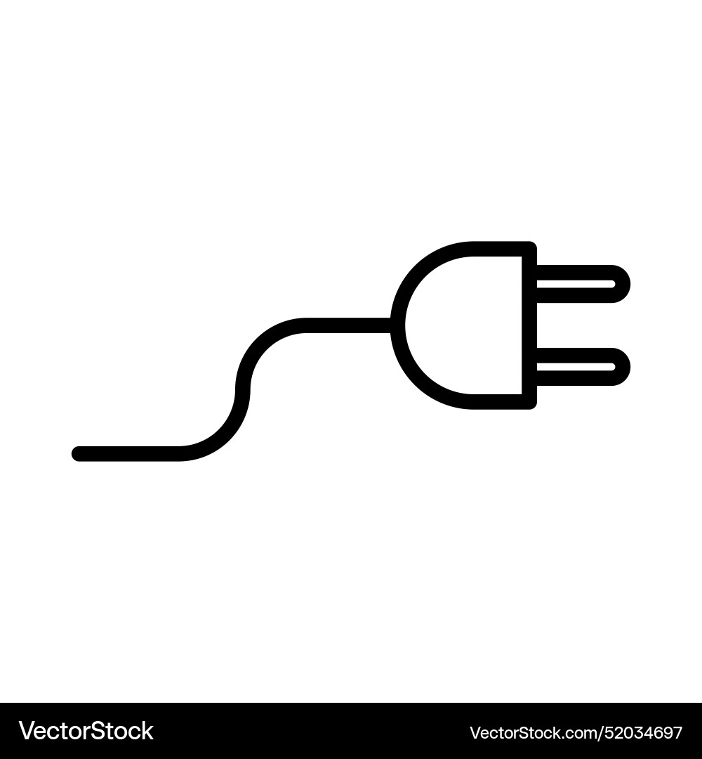 Plug linear logo mark in black and white Vector Image