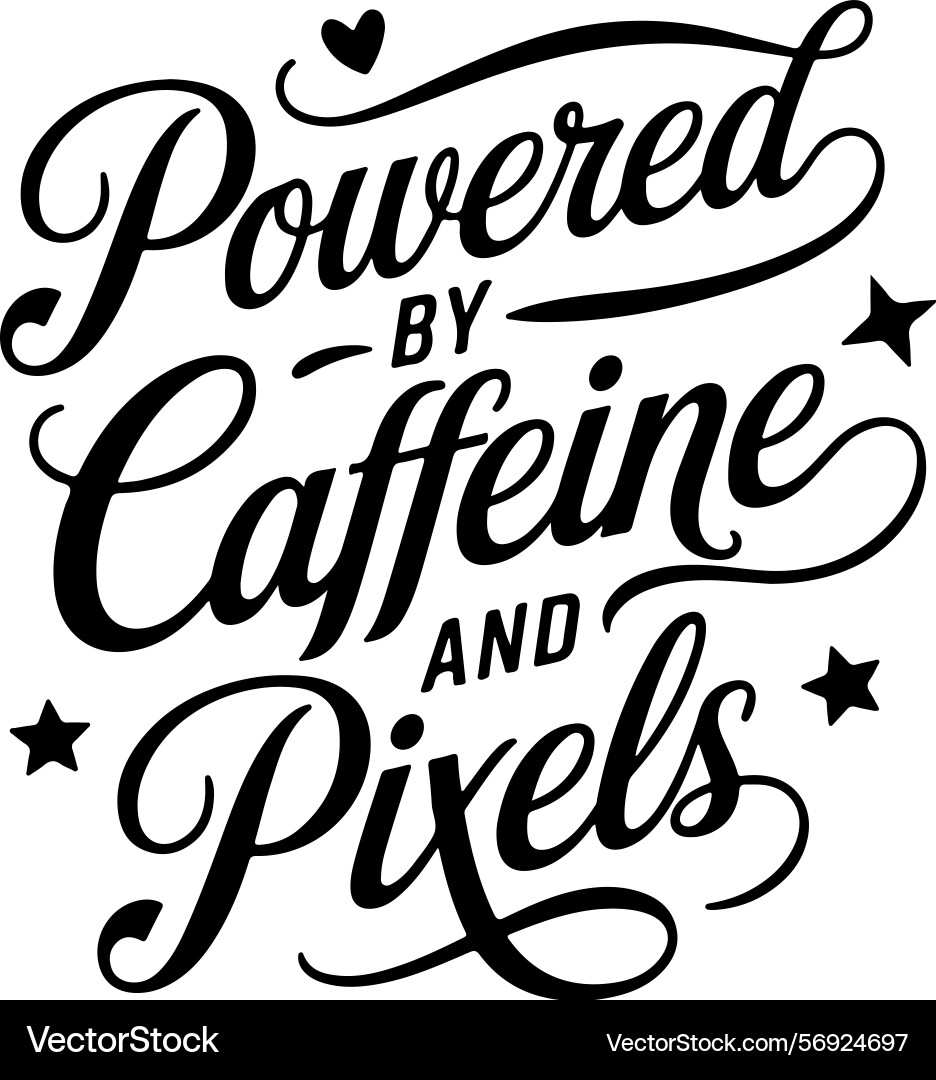 Powered by caffeine and pixels gamer quote design Vector Image