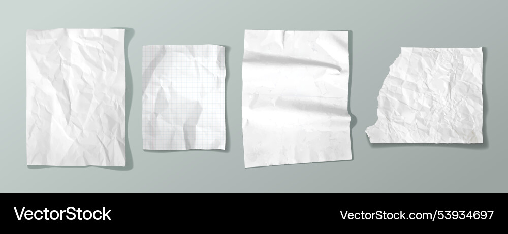 White torn paper crumpled old sheet with crease Vector Image