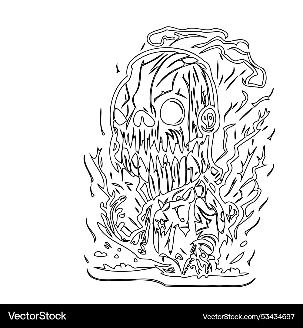 Zombie outline sketch Royalty Free Vector Image