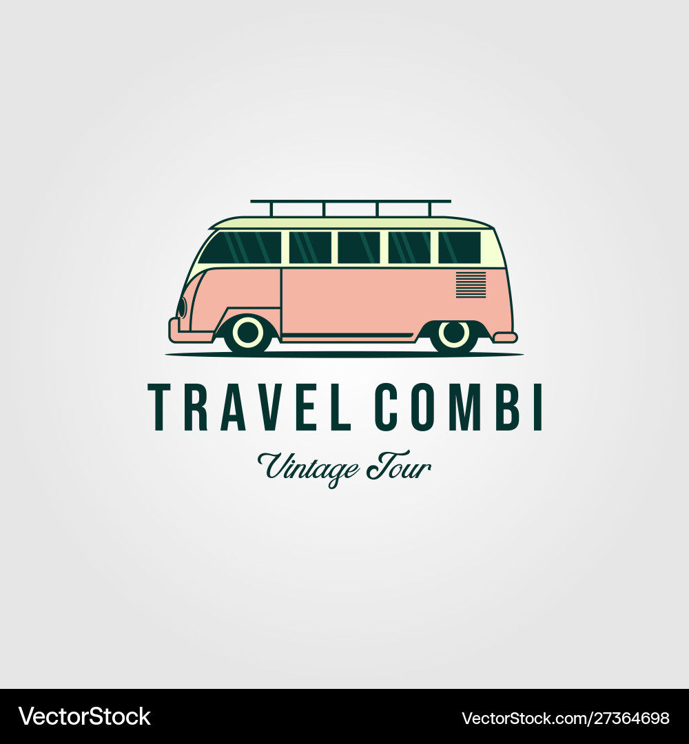 Combi van car vintage logo design Royalty Free Vector Image