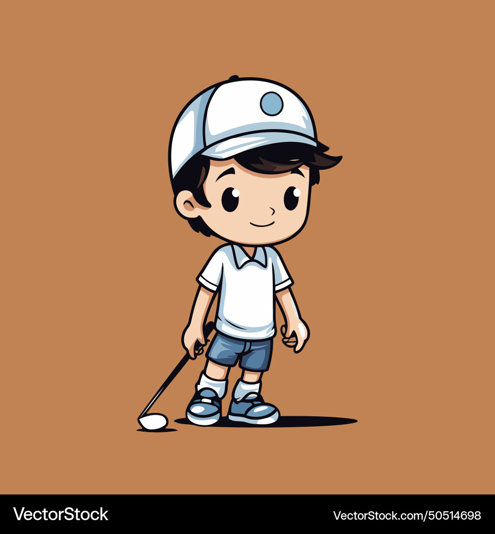 Cute boy playing golf cartoon Royalty Free Vector Image