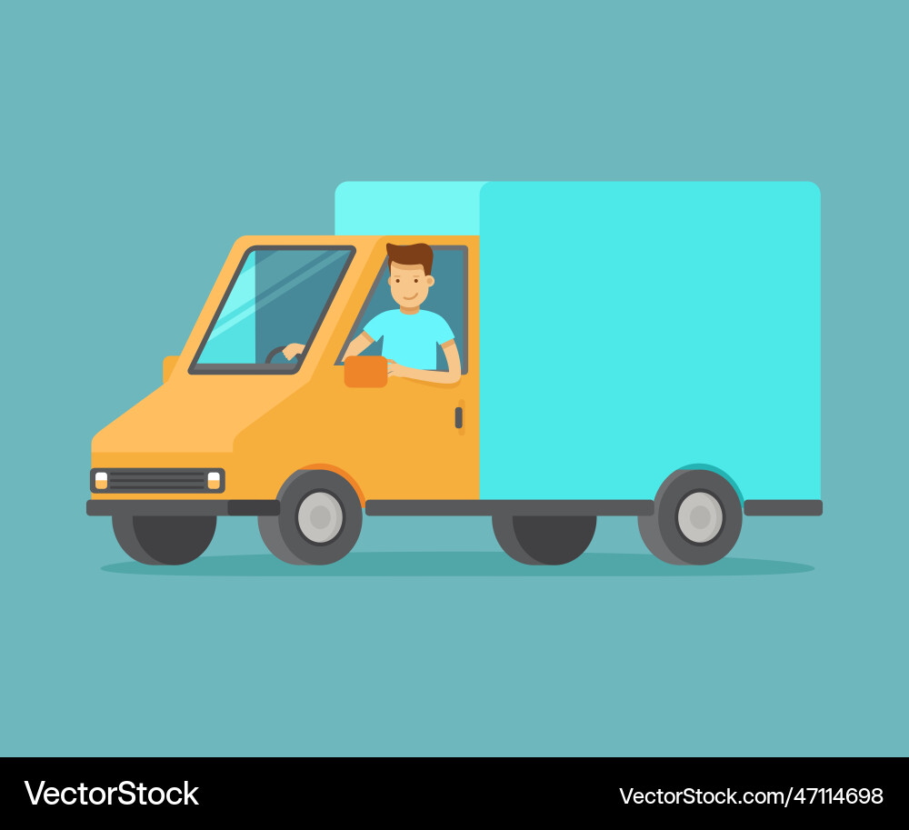 Delivery concept - truck with a driver Royalty Free Vector