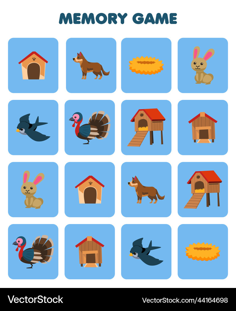 Education game for children memory to find Vector Image