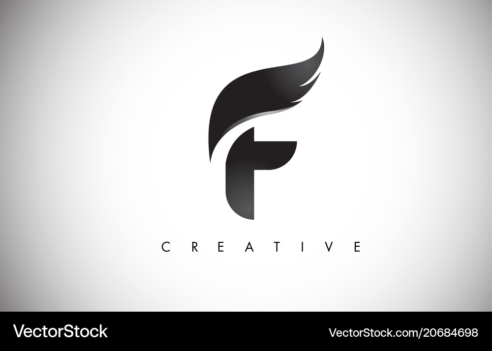 F letter wings logo design with black bird fly Vector Image