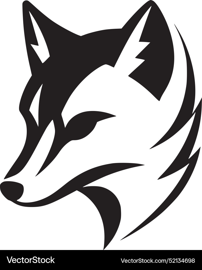Fox - black and white Royalty Free Vector Image