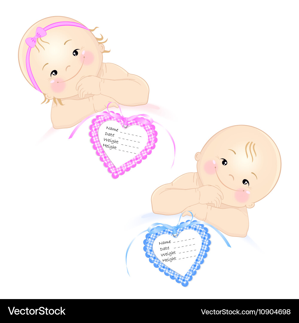Newborns with tag Royalty Free Vector Image - VectorStock