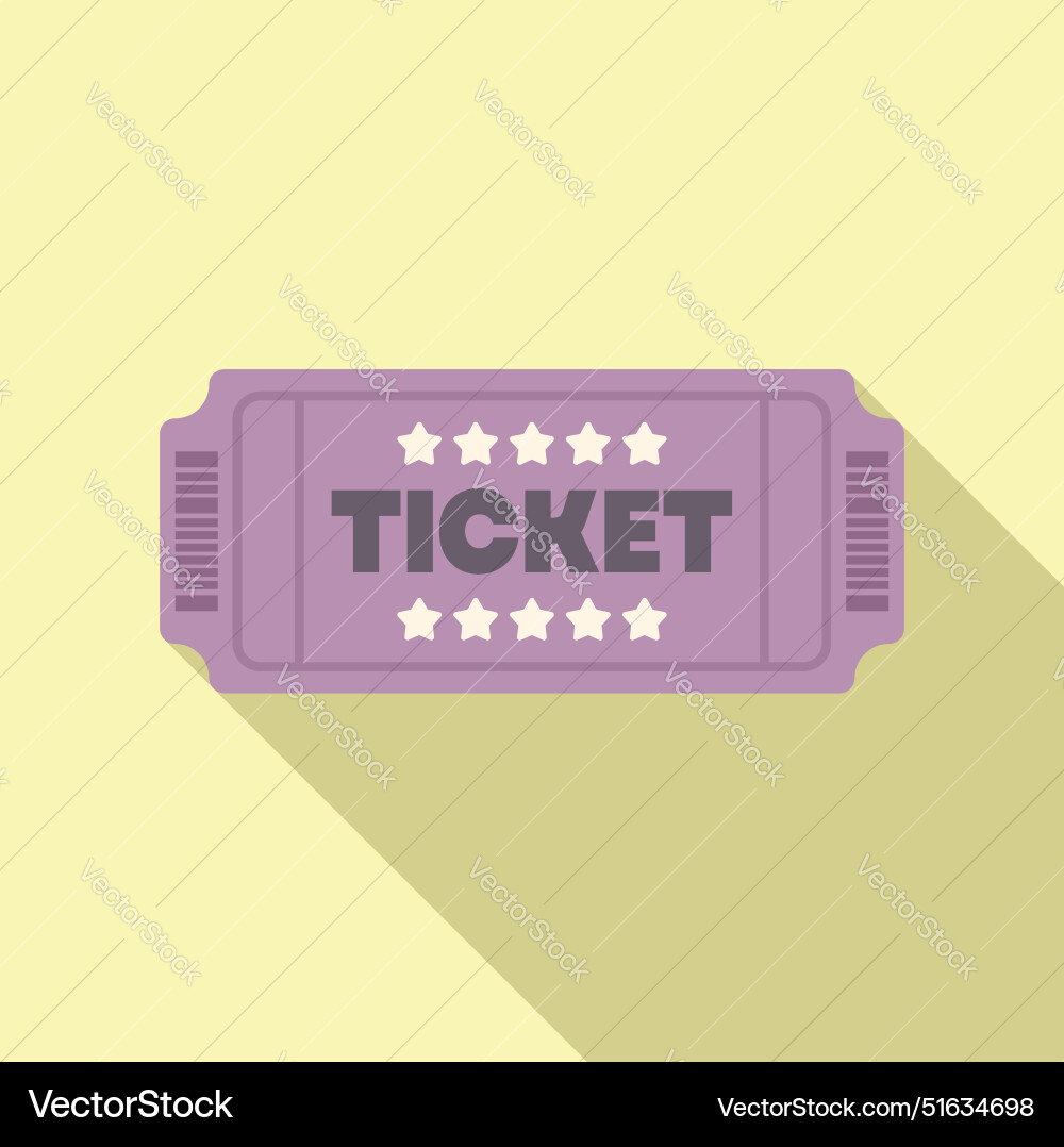 Purple ticket admit one showing five star rating Vector Image