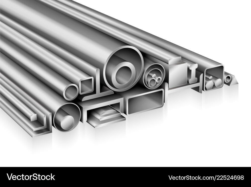 Structural steel profile realistic composition Vector Image