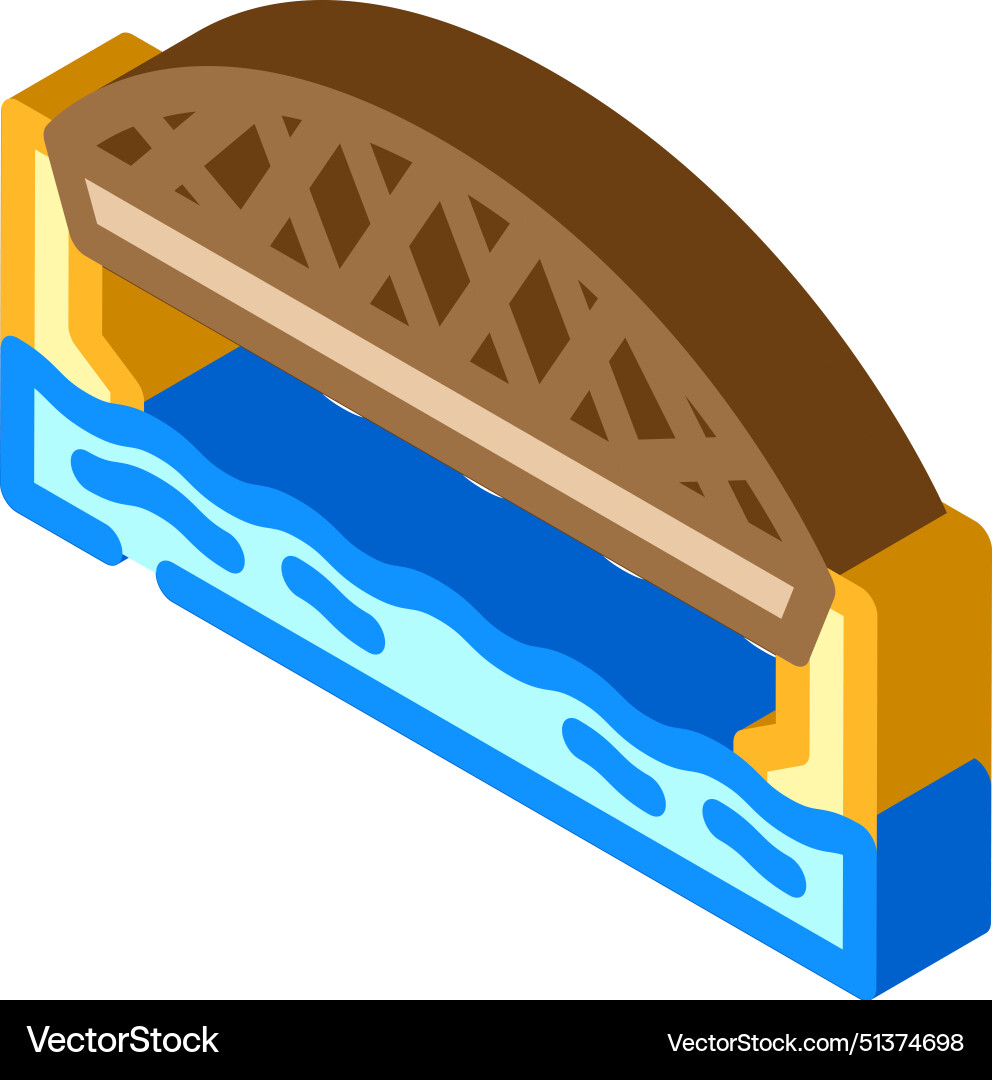 Tied-arch bridge isometric icon Royalty Free Vector Image