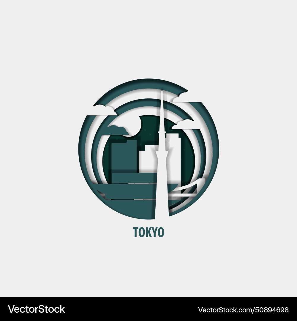 Tokyo paper cut Royalty Free Vector Image - VectorStock