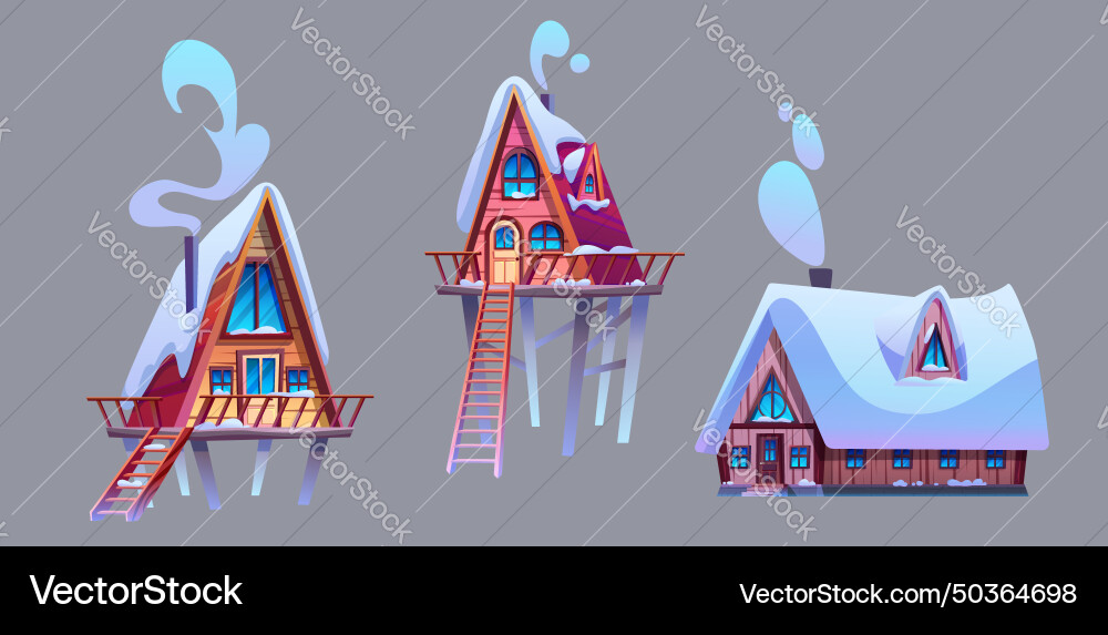 Wooden cabin covered with snow Royalty Free Vector Image