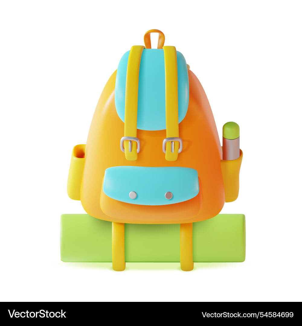 3d travel backpack camping plasticine cartoon Vector Image