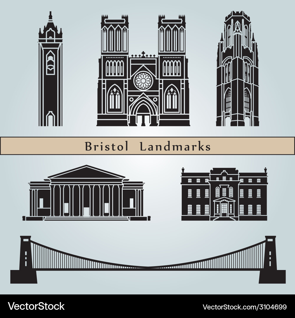 Bristol landmarks and monuments Royalty Free Vector Image