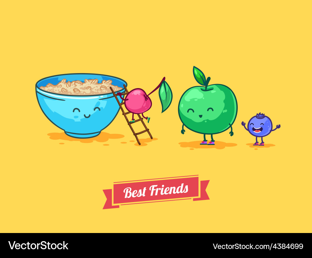 Funny cartoon fruit diet porridge Royalty Free Vector Image