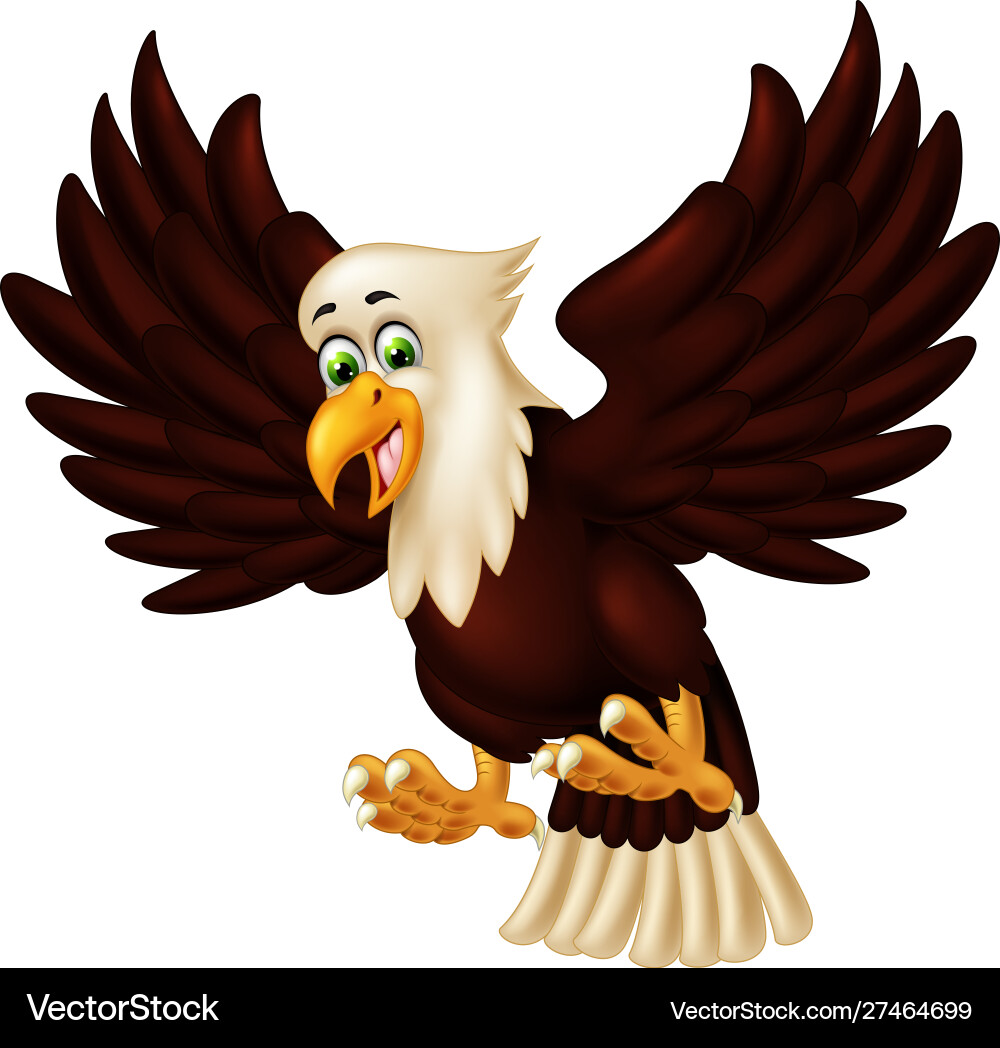 Funny flying brown eagle cartoon Royalty Free Vector Image
