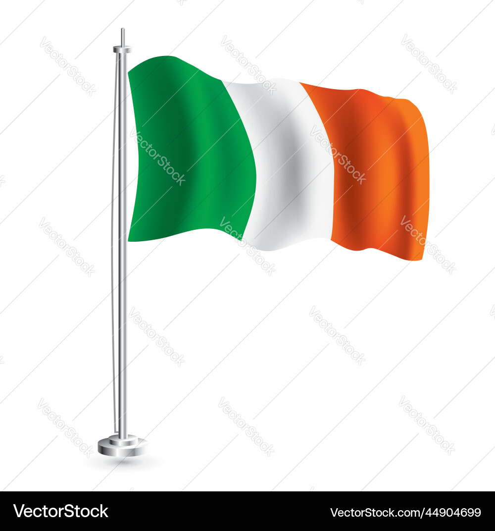 Irish flag isolated realistic wave Royalty Free Vector Image